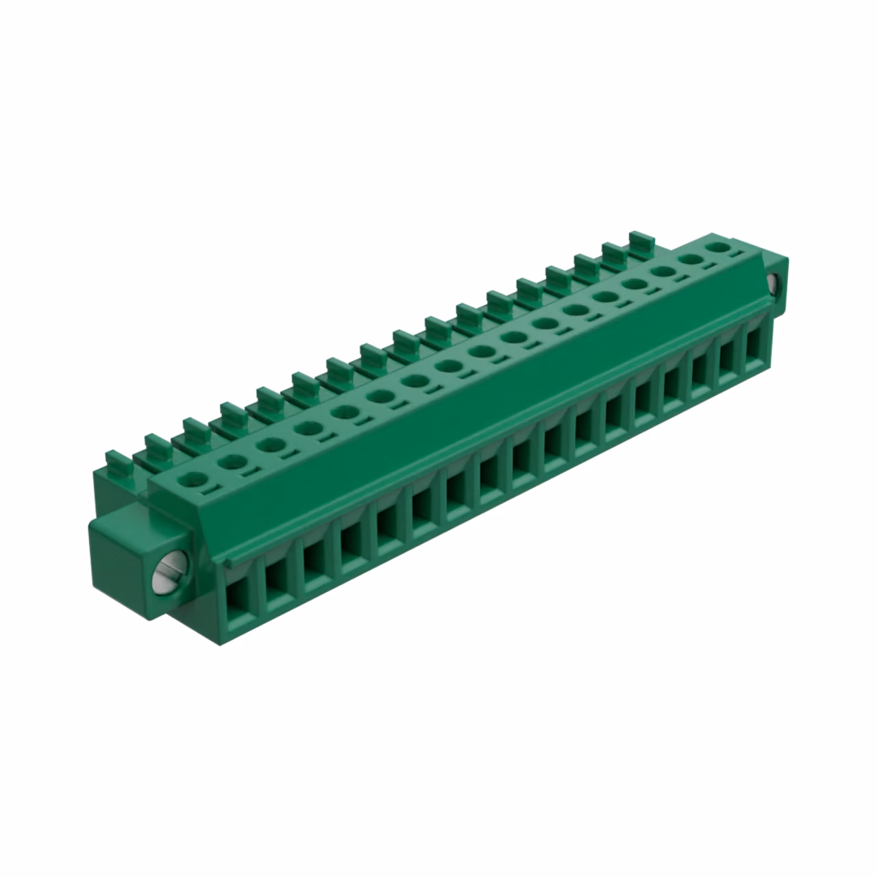 3.81mm Pitch Eurostyle Horizontal Plug, with Retention Screws and Reverse Imprinting, Green Housing, Gold (Au) Plated, 17 Circuits for sale