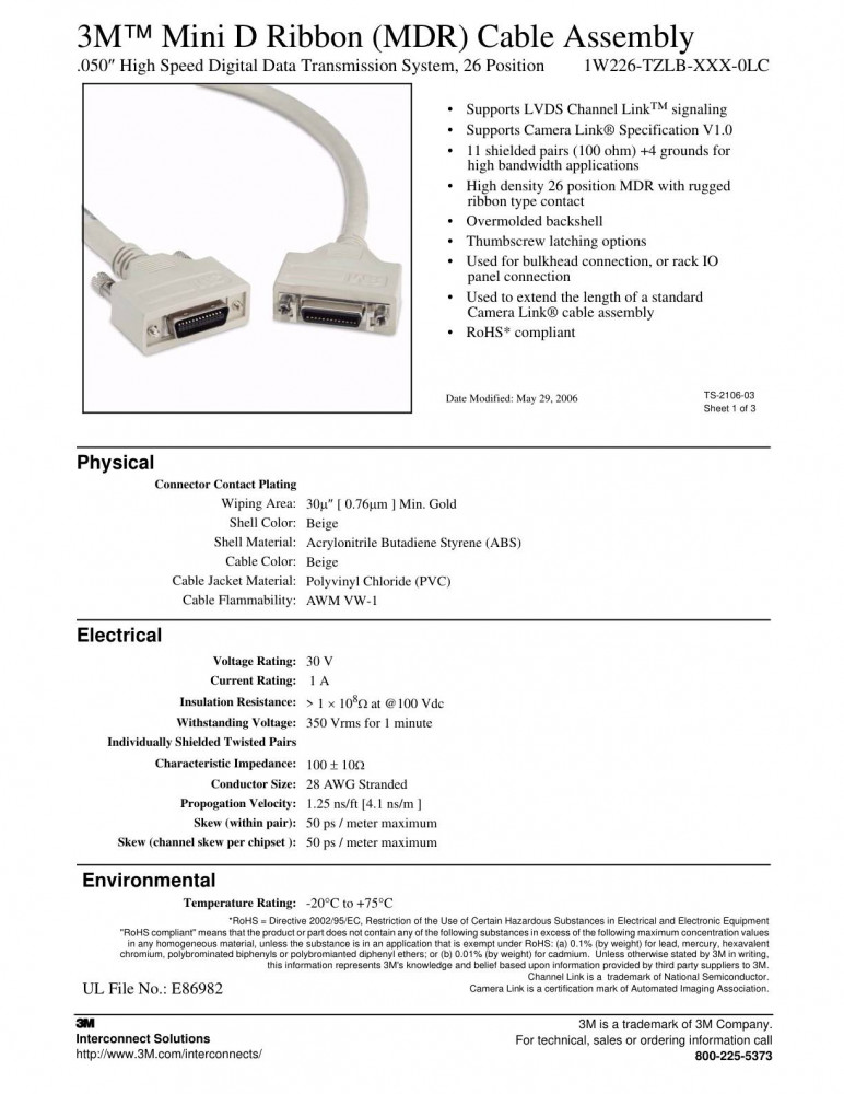 3M 1W226-TZLB-250-0LC datasheet page 1