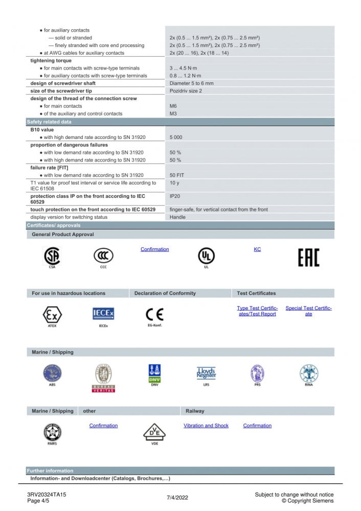 3RV20324TA15 datasheet page 4