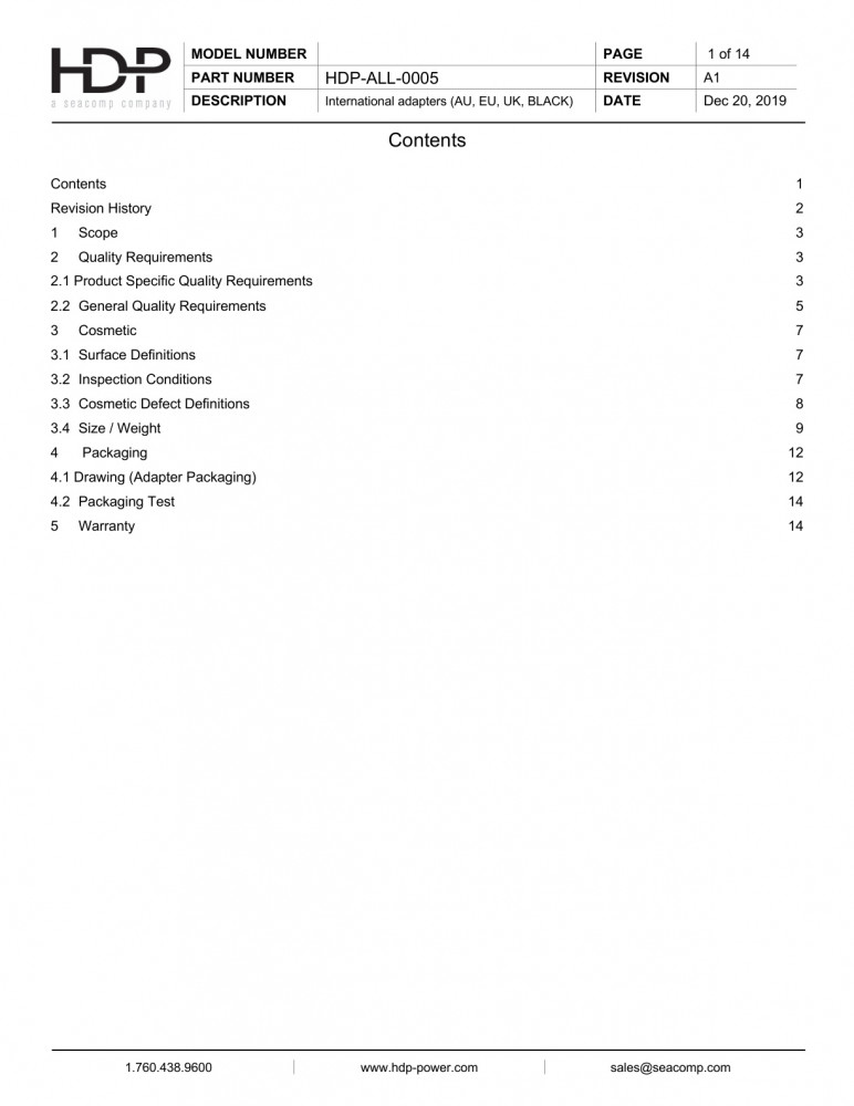 HDP-ALL-0005 specification page 2