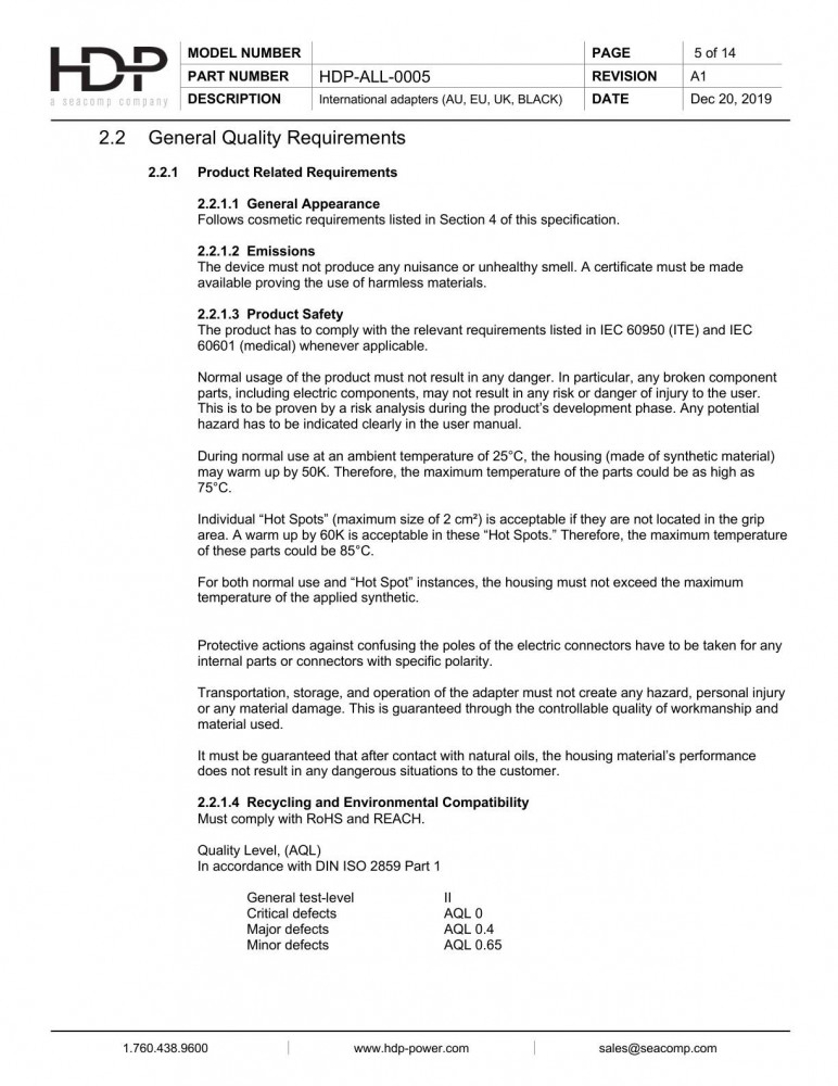 HDP-ALL-0005 specification page 6