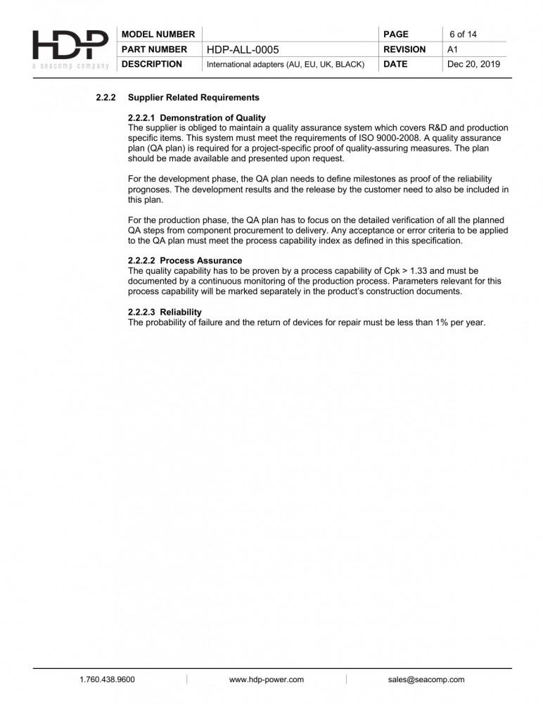 HDP-ALL-0005 specification page 7