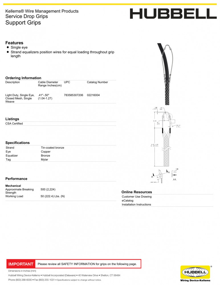 Burndy 02216004 product document page 1
