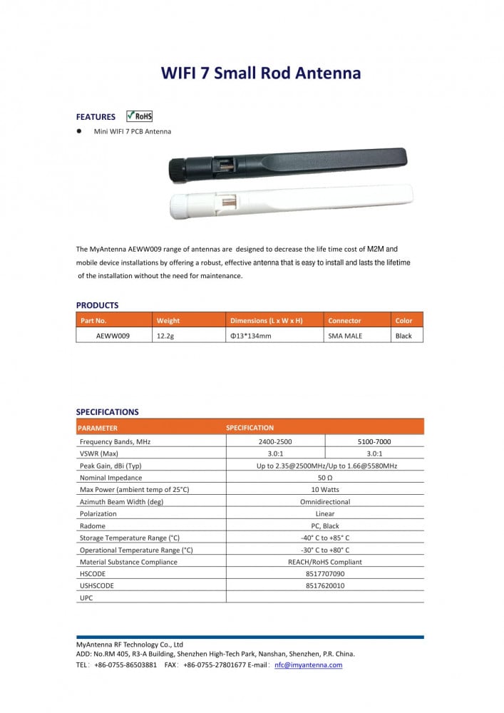 AEWW009 datasheet page 1