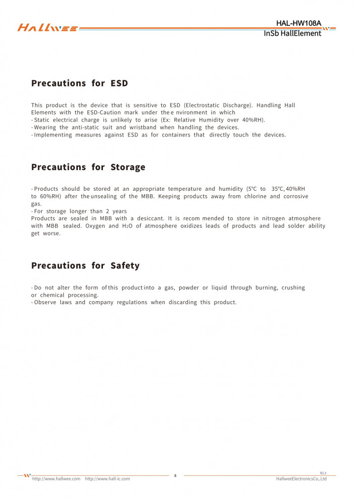 HAL-HW108A-E datasheet page 8