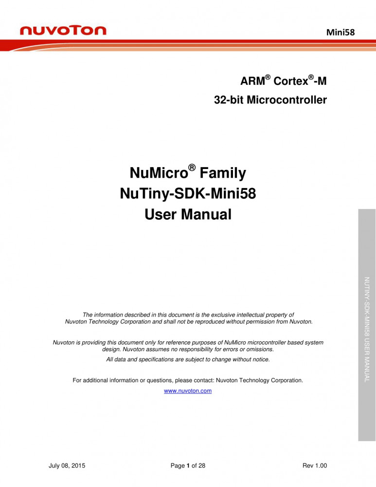 NuTiny-SDK-Mini58 manual page 1