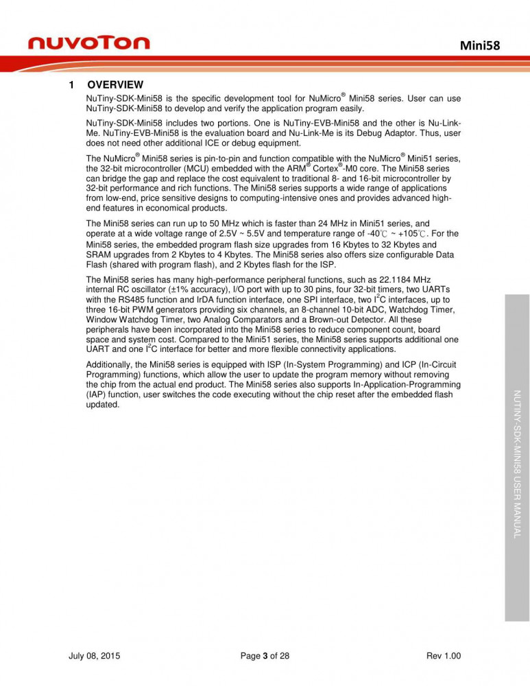 NuTiny-SDK-Mini58 manual page 3