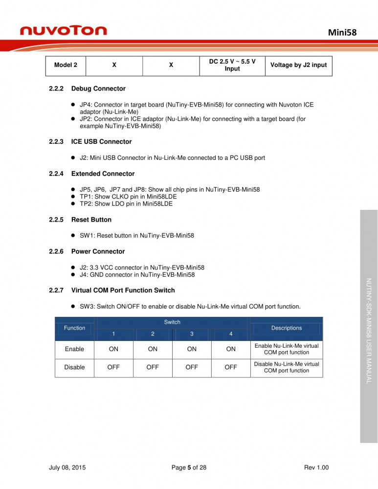 NuTiny-SDK-Mini58 manual page 5