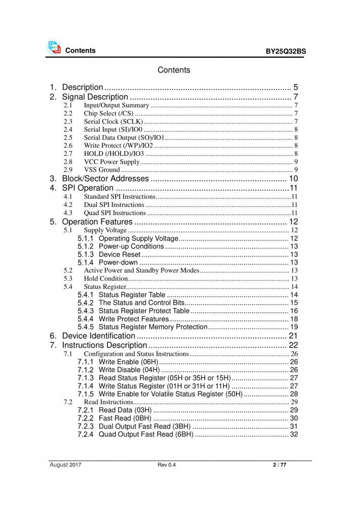 BY25Q32BSSIG(R) datasheet page 2