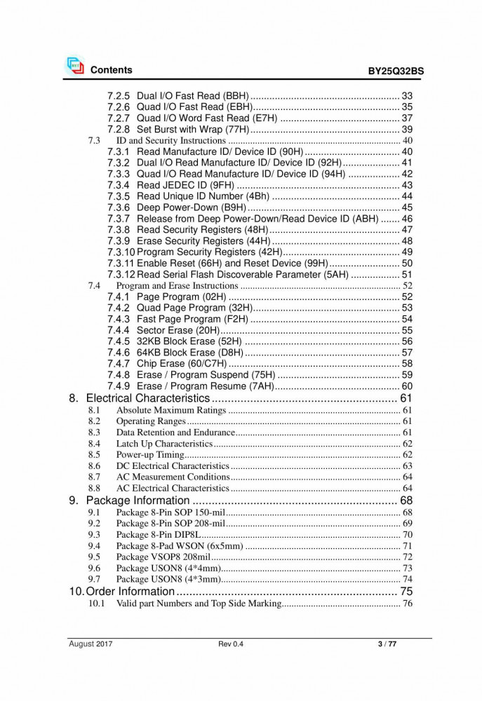 BY25Q32BSSIG(R) datasheet page 3