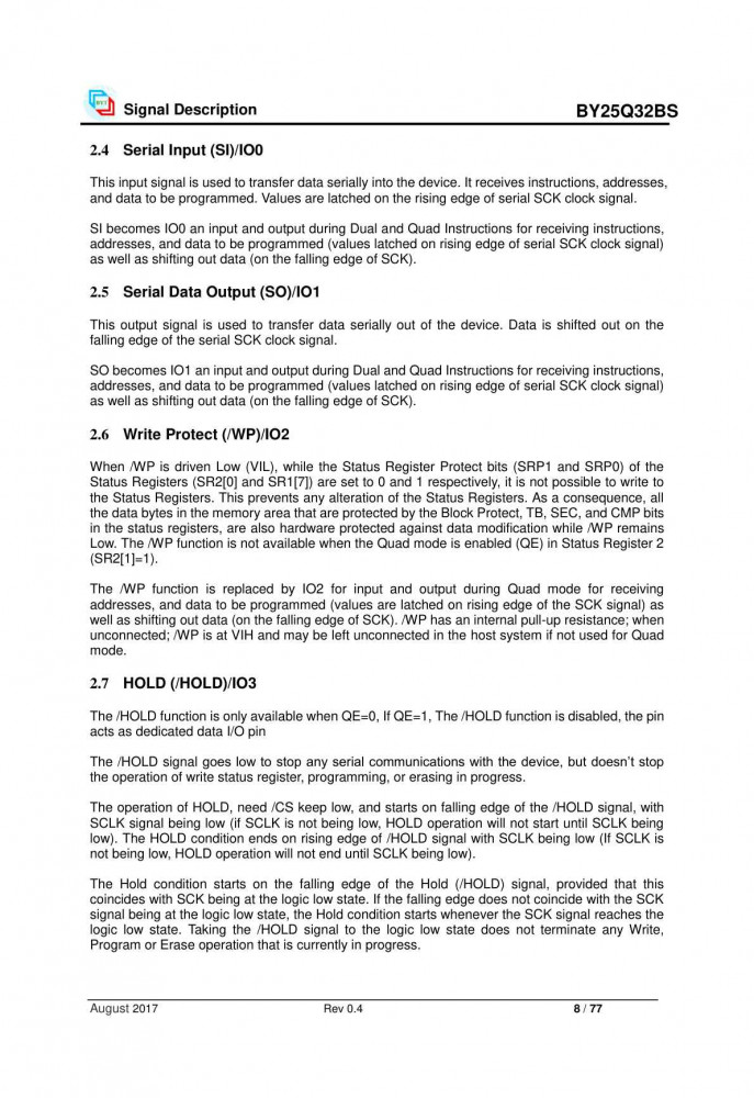 BY25Q32BSSIG(R) datasheet page 8