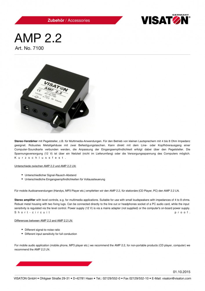 AMP 2.2 technical document, page 1