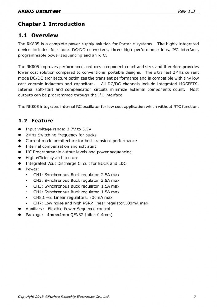 RK805 datasheet page 7