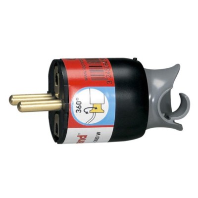 2P+E plug - 16 A - Fr/German standard - cable orientation - black/grey - gencod label for sale