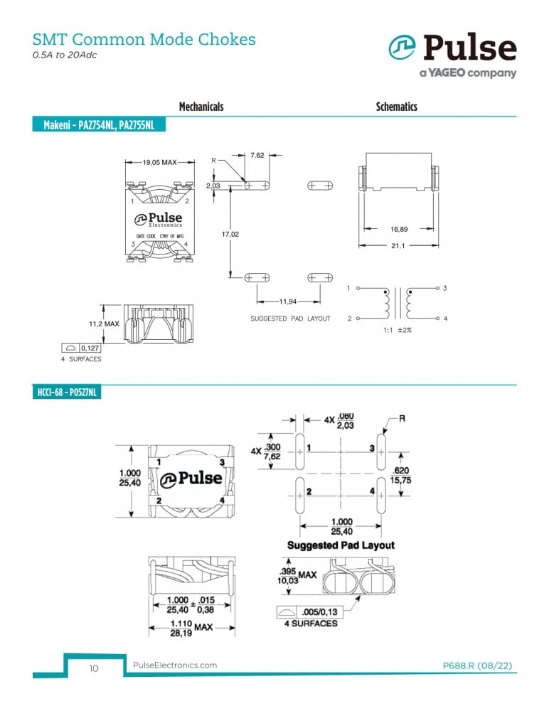 PULSE magnetic component document page 10