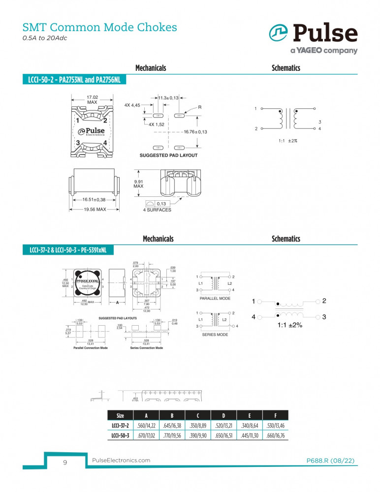 PULSE magnetic component document page 9