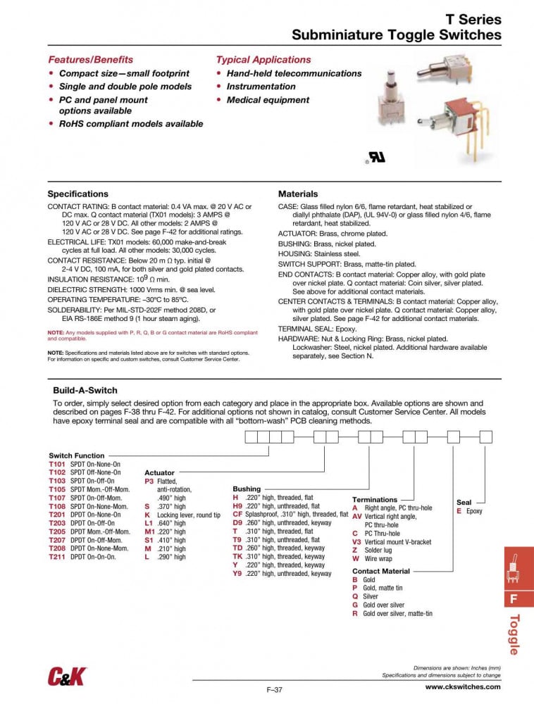 C&K T Series datasheet page 1