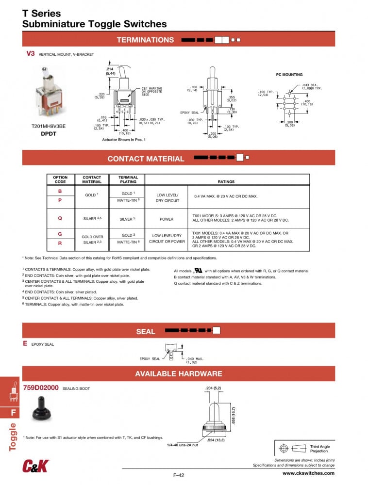 C&K T Series datasheet page 6