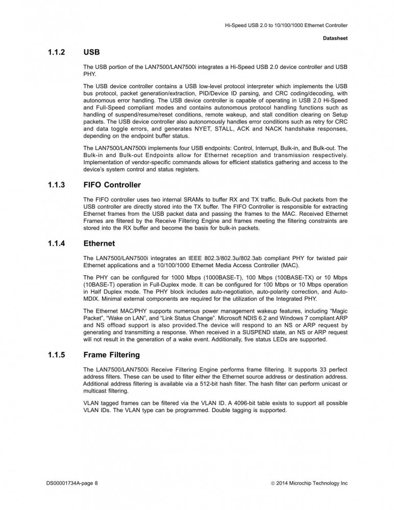 LAN7500i technical document page 8