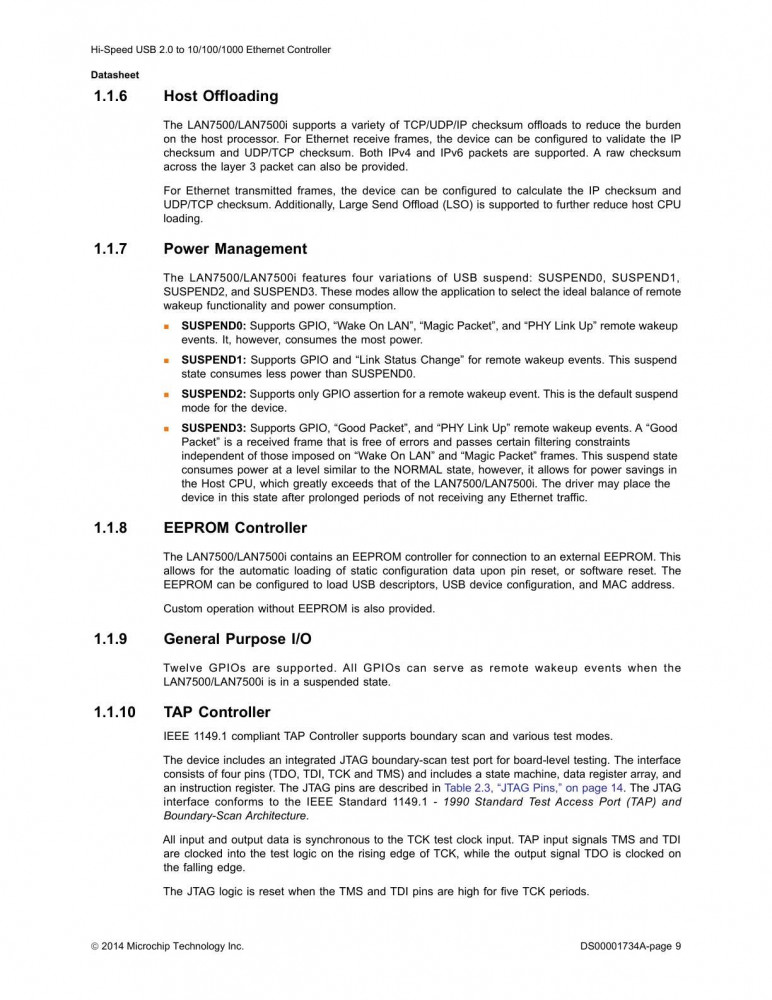LAN7500i technical document page 9