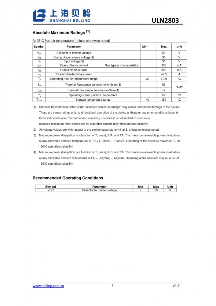 ULN2803 datasheet page 3
