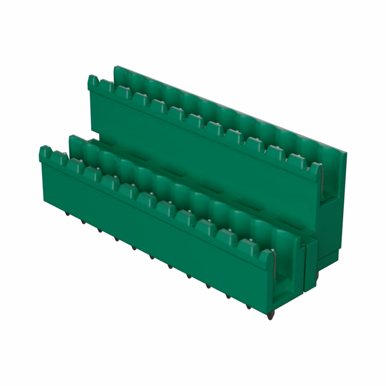 5.00mm Pitch Eurostyle Vertical Dual Level PCB Header, Open Ends, Green Housing, 24 Circuits for sale