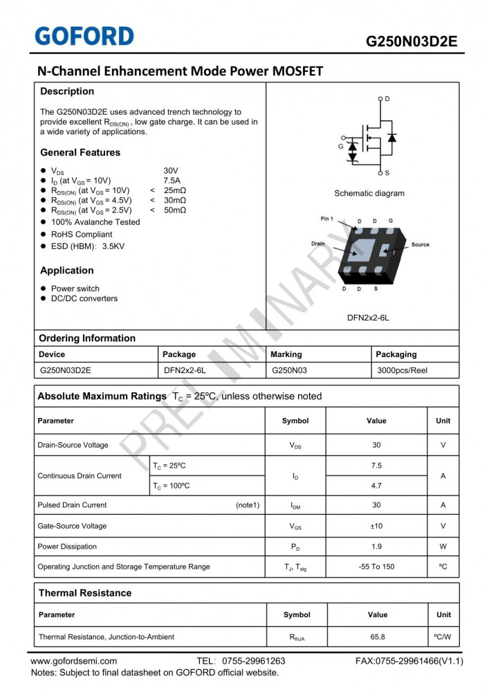 G250N03D2E datasheet page 1