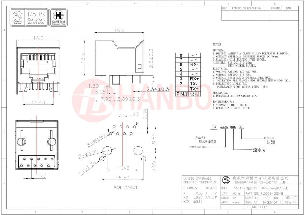RJ3306-005-B technical document preview