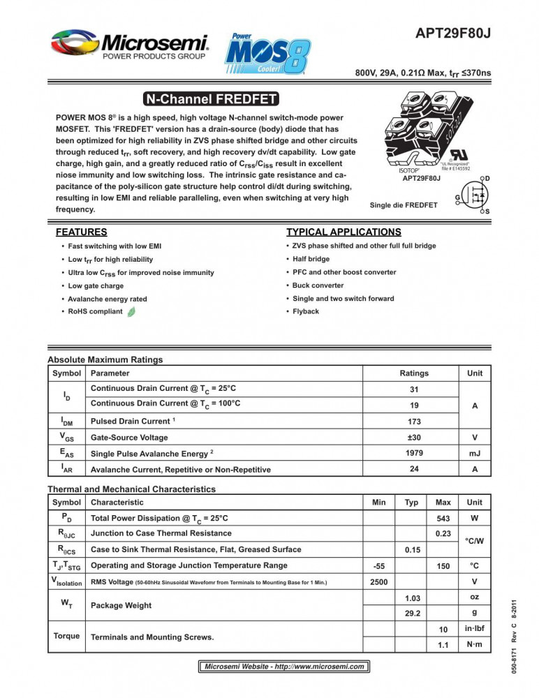 APT29F80J technical document page 1