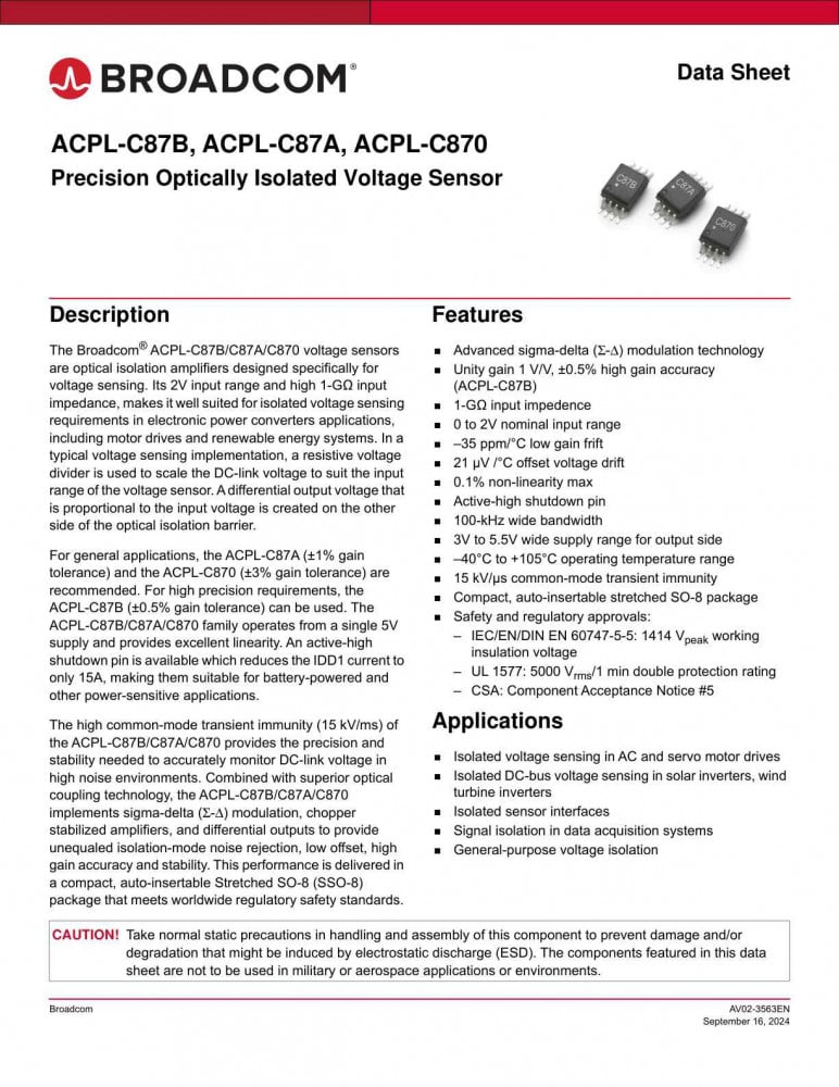 ACPL-C87A datasheet page 1