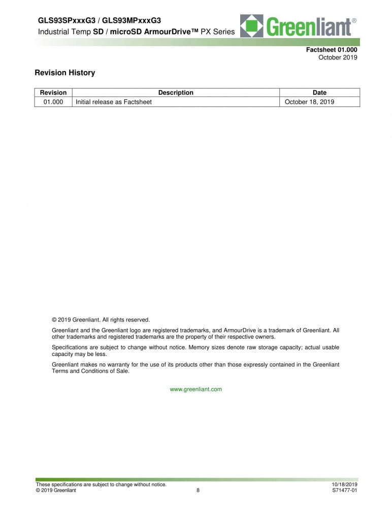 Greenliant GLS93SP032G3-I-BZ802 datasheet page 8