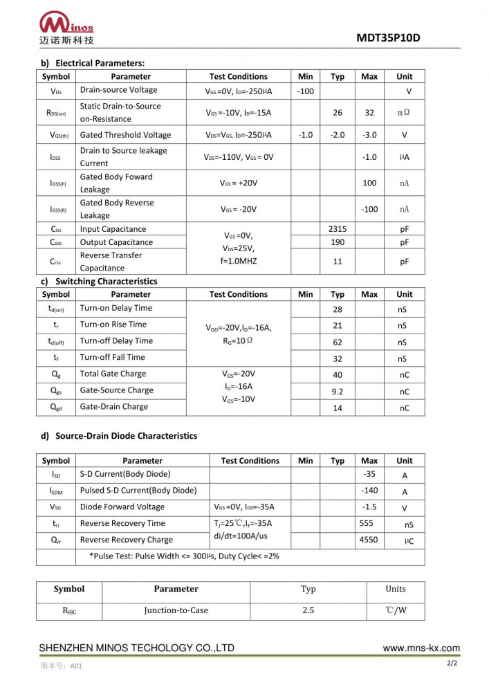 MDT35P10D datasheet page 2