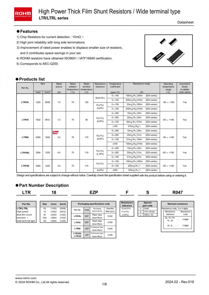 ROHM LTR18 datasheet page 1
