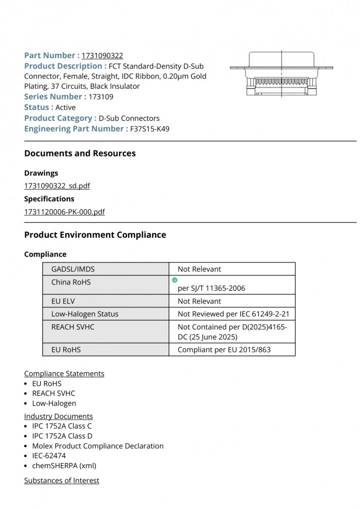 MOLEX 1731090322 technical document image 1