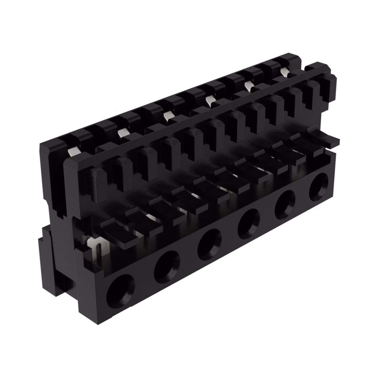 5.00mm R-Power RAST Female Connector, 10.0A, Tin Plated, 6 Circuits, UL94-V0, Fully Coded, Open End Walls, Black for sale
