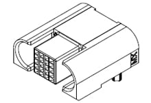 EXTreme Ten60Power Right-Angle Receptacle with Side Guides, 6 DC Power Circuits, 10 Signal Circuits