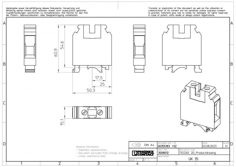 Phoenix Contact UK 35 technical document preview