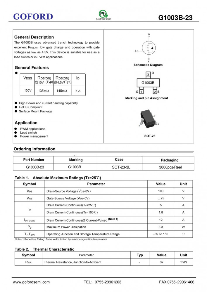 G1003B-23 datasheet page 1