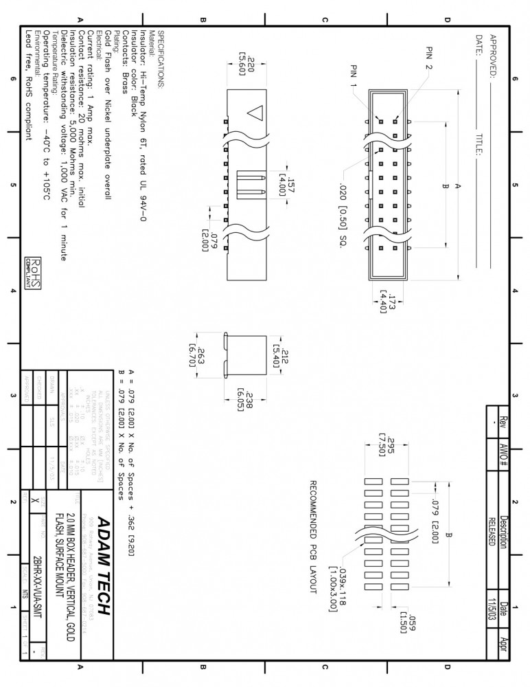 ADAM TECH 2BHR-08-VUA-SMT technical drawing page