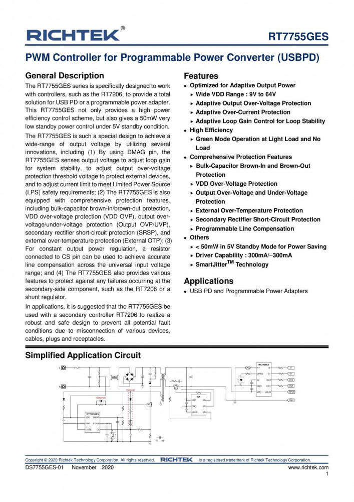 RT7755GES datasheet page 1