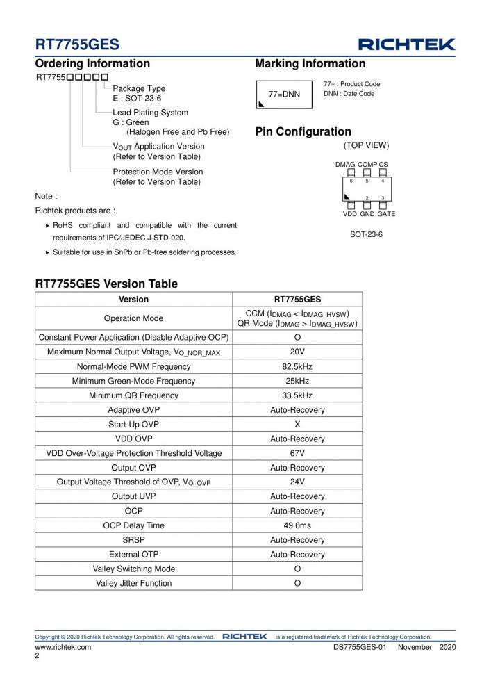 RT7755GES datasheet page 2
