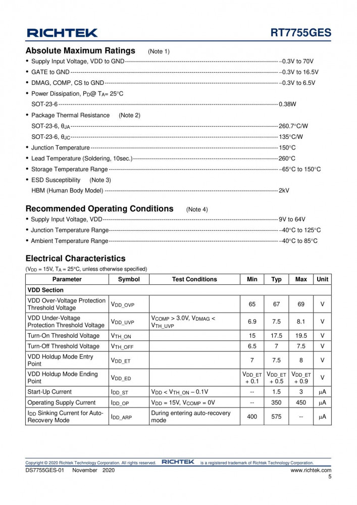 RT7755GES datasheet page 5