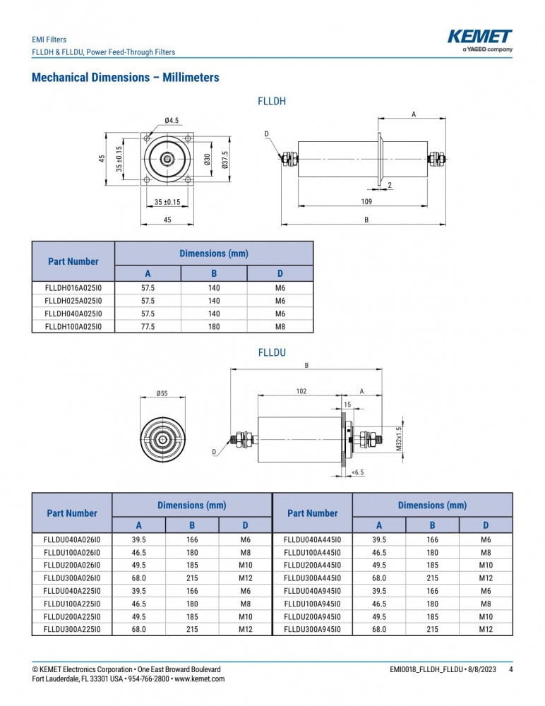 KEMET FLLDU filter datasheet page 4