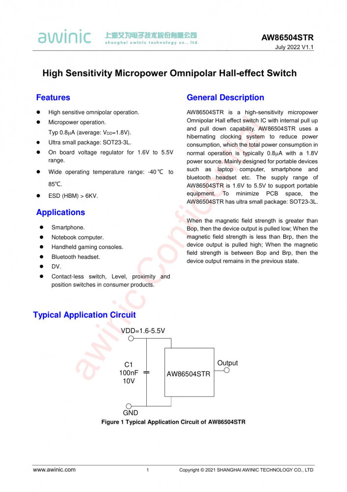 AW86504STR datasheet page 1