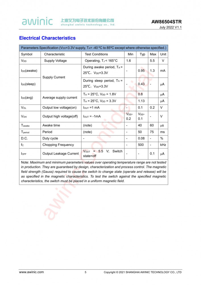 AW86504STR datasheet page 5