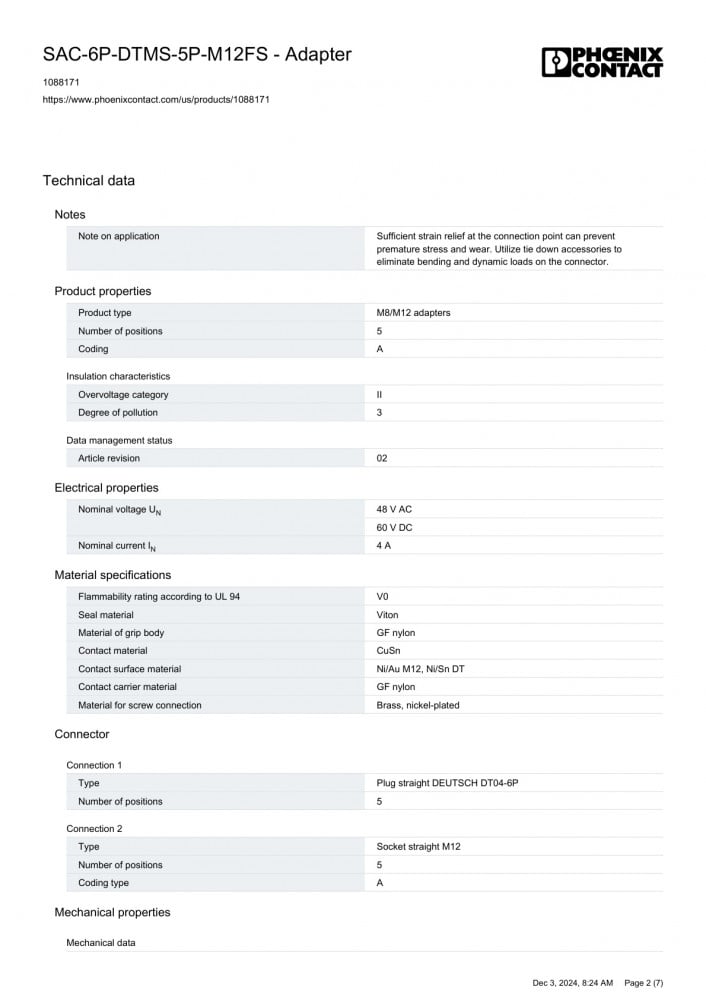 Phoenix Contact 1088171 product documentation page 2