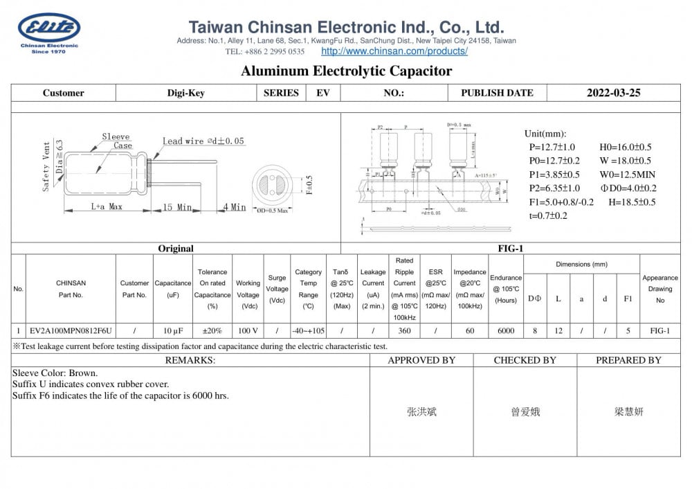 Chinsan EV series datasheet page 10