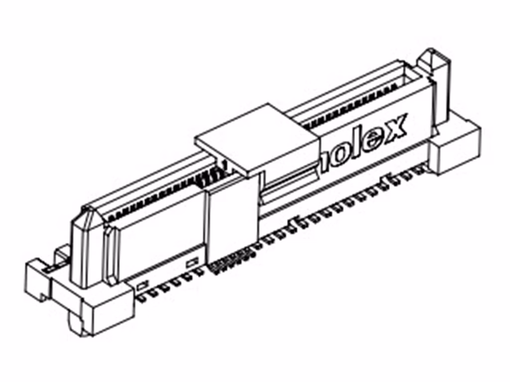1.27mm Signal Pitch, 0.80mm Signal Pitch, 1.27mm Power Pitch SAS-4/PCIe-5 Receptacle, Vertical, Surface Mount, with 1.40mm Blade, 8.15mm Height, 1.45mm Peg Length, 1.00mm Minimum PCB Thickness, 68 Circuits, with Cap, Embossed Tape and Reel, Lead-Free