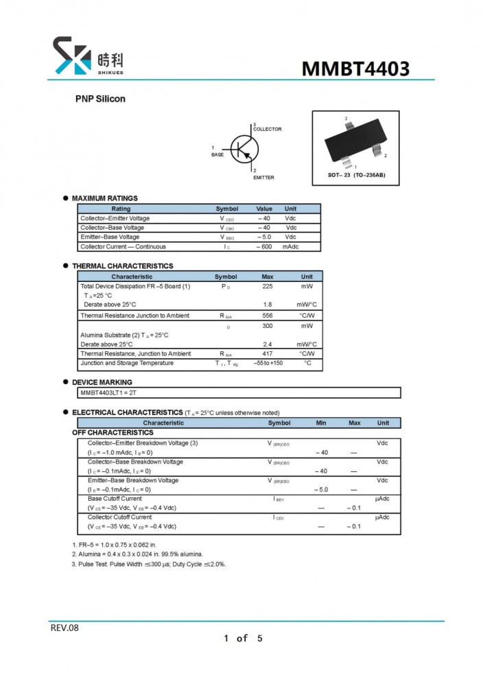 MMBT4403 datasheet page 1