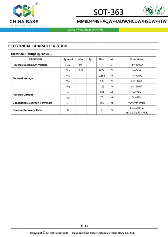 MMBD4448HSDW datasheet page 2
